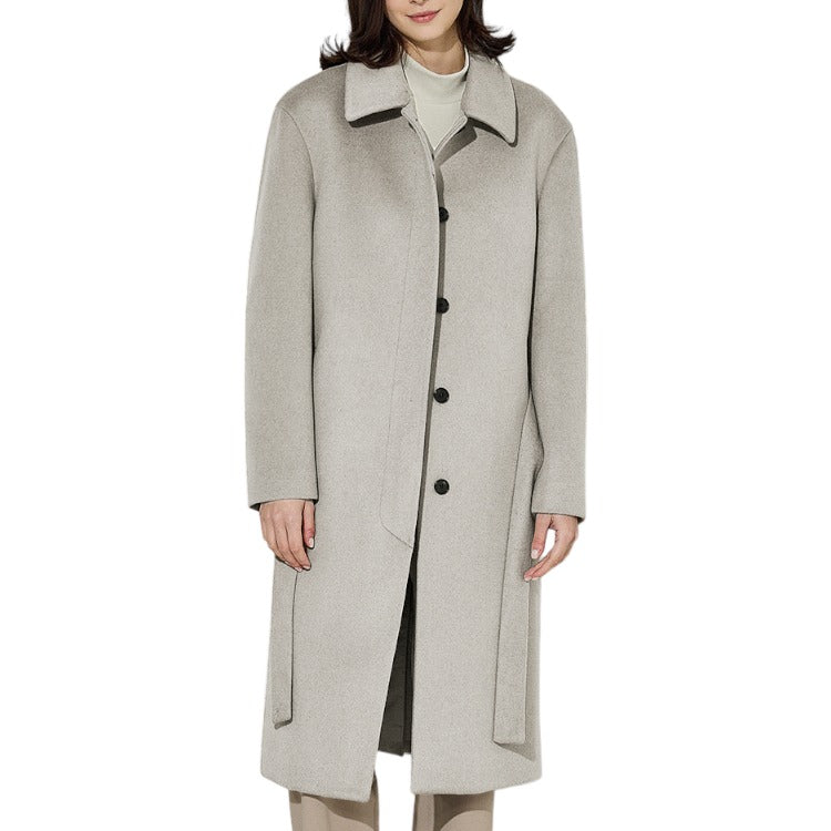 Eduardo Women Belted Wool-Cashmere Single-Breasted Mac Balmacaan Long